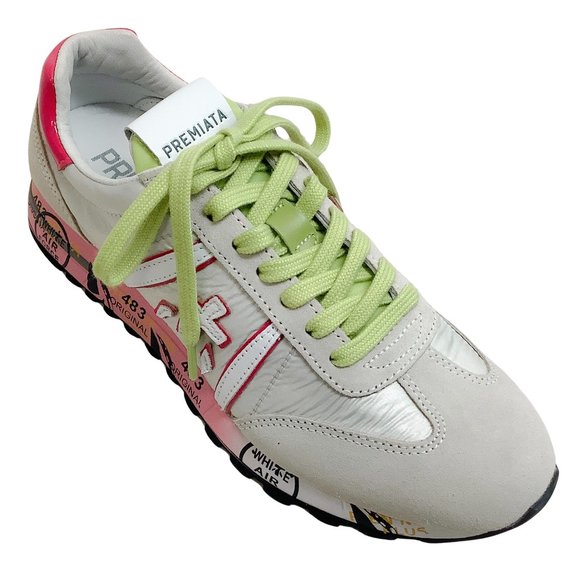 Premiata | Shoes | Premiata White Pink Green Lucy Sneakers | Poshmark